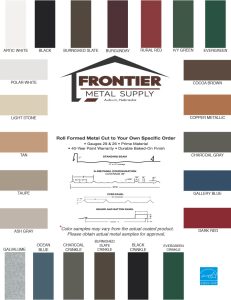 Color Chart - Frontier Metal Supply | 20+ Options!